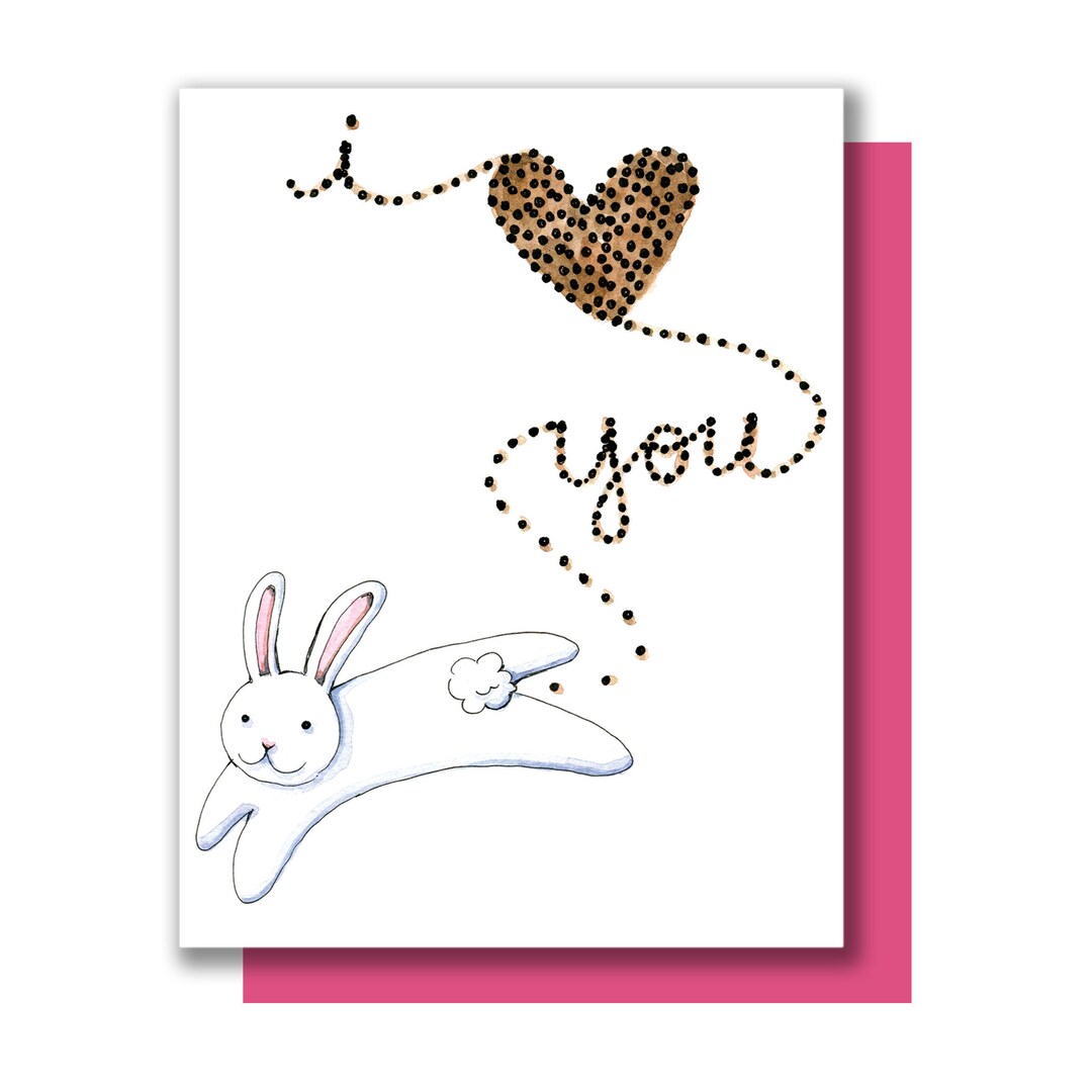 I Love You Rabbit Bunny Poop Heart Valentine Anniversary Love Card - Etsy
