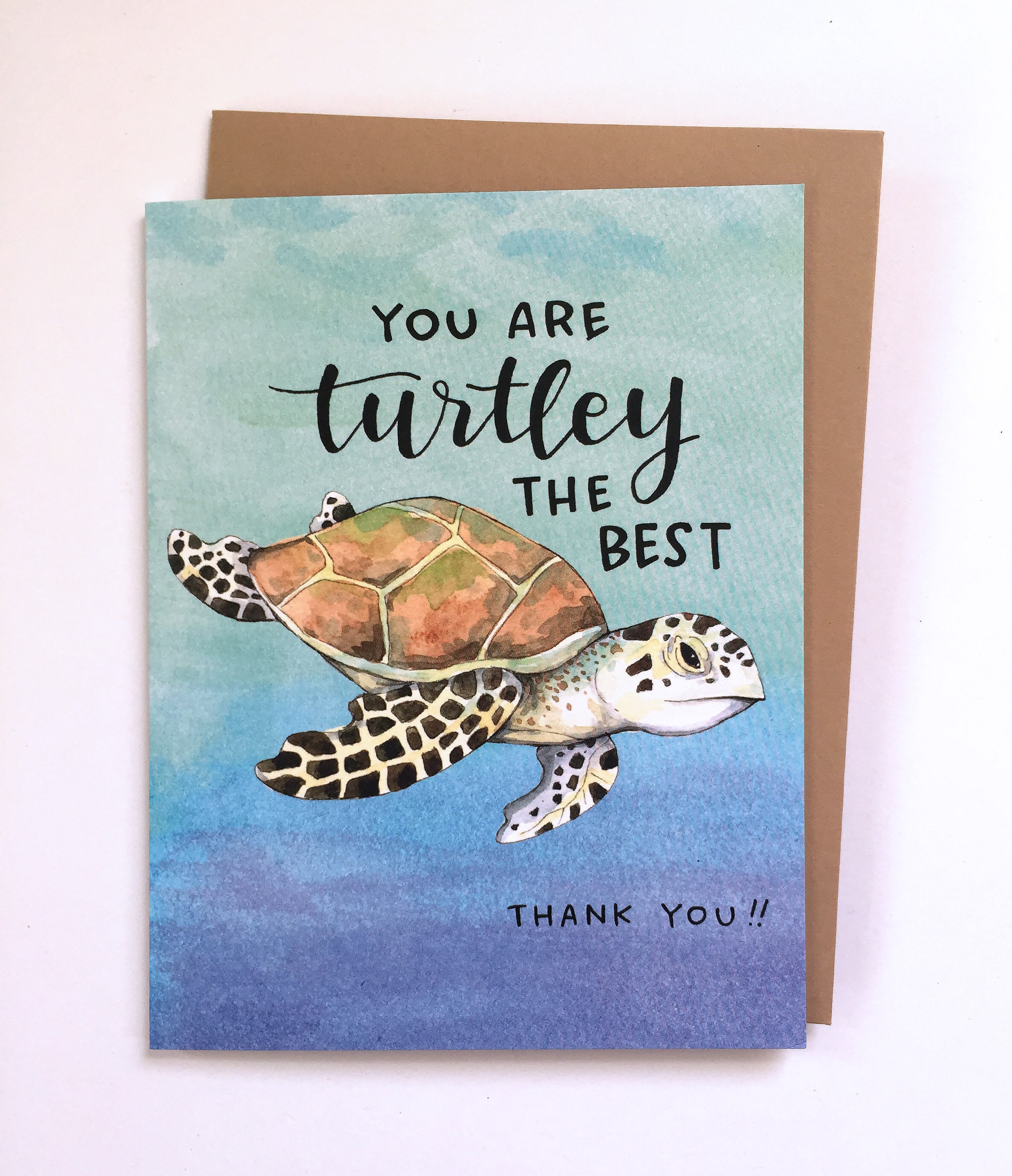 Sea Turtle Thank You Card: Watercolor Illustration - Etsy