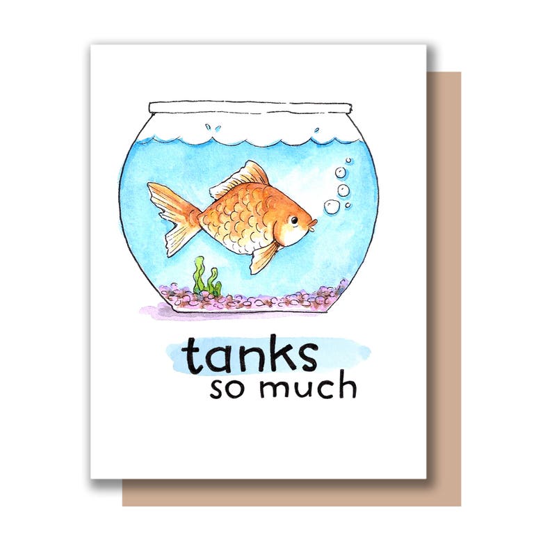 Tanks so Much Thank You Goldfish Thanks Fish Tank Card - Etsy