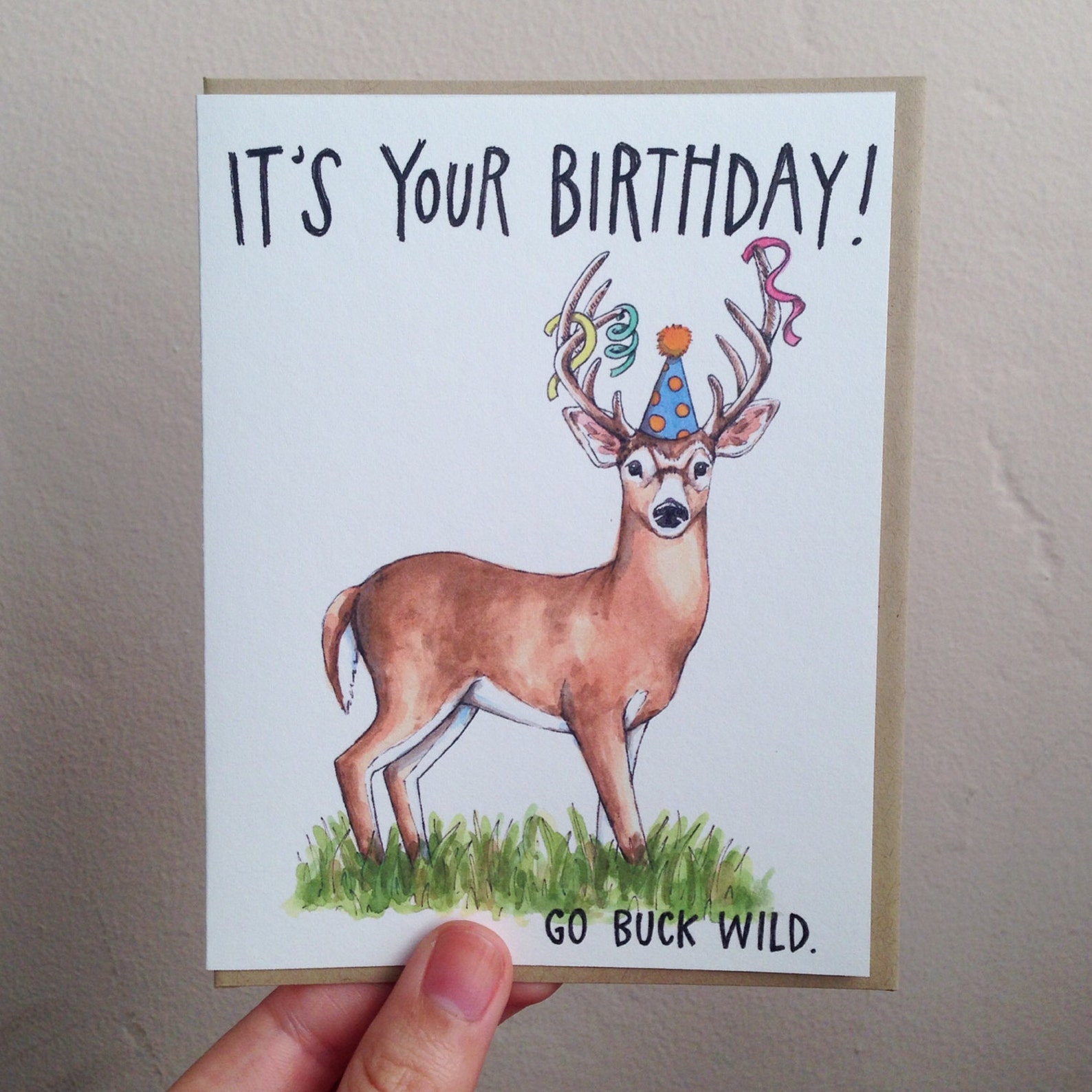 It's Your Birthday Go Buck Wild Happy Birthday Deer Card - Etsy