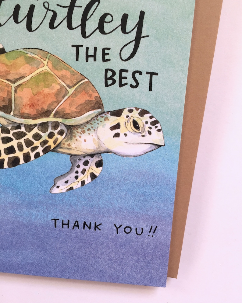 Sea Turtle Thank You Card: Watercolor Illustration - Etsy