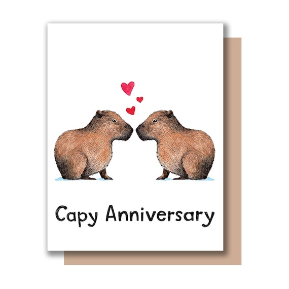 Happy Capy Anniversary Capybara Love Card - Etsy
