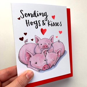 Sending Hogs and Kisses Cute Pigs Red Foil Valentine Love Card - Etsy