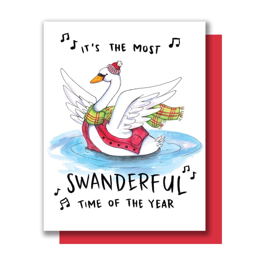 Swan Christmas Card: Watercolor Holiday Greetings - Etsy UK