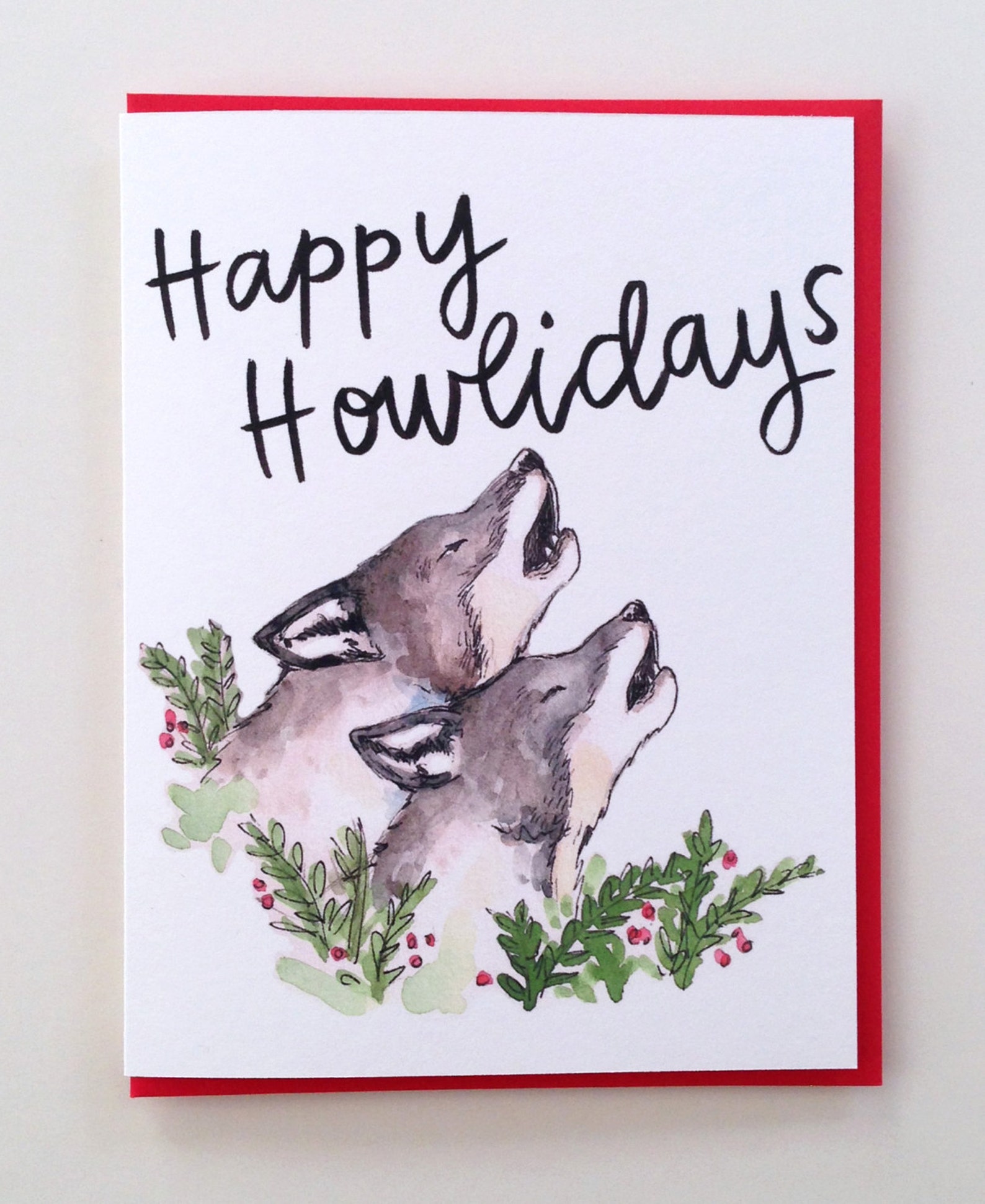 Happy Howlidays Wolves Howling Happy Holidays Wolf Christmas - Etsy