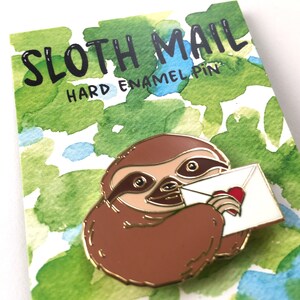 Sloth Mail Snail Mail Letter Hard Enamel Pin Gold Lapel Brooch - Etsy