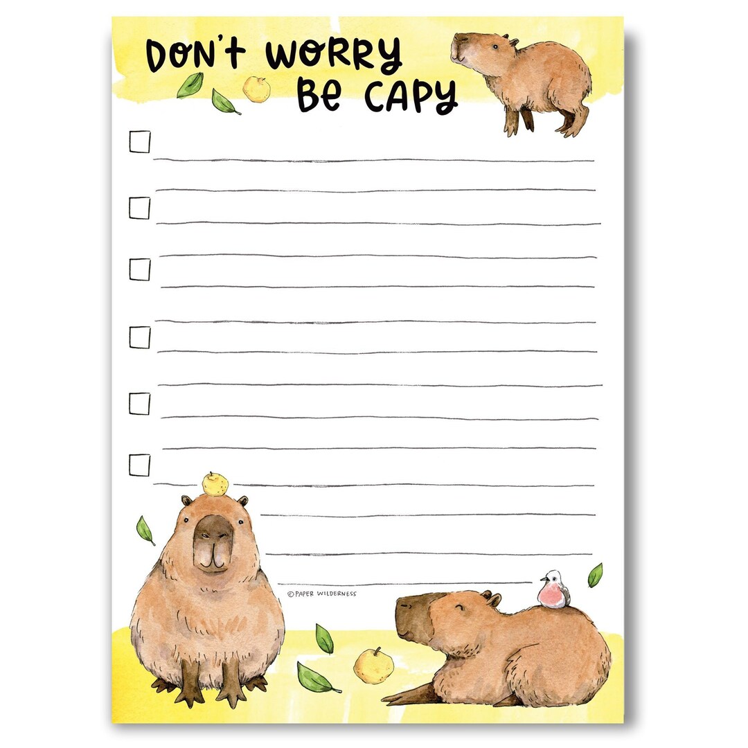 Don't Worry Be Capy Capybara Notepad Checklist Notes - Etsy