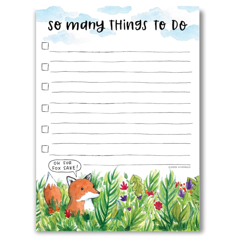Fox Notepad for Fox Sake Checklist to Do List Notes - Etsy