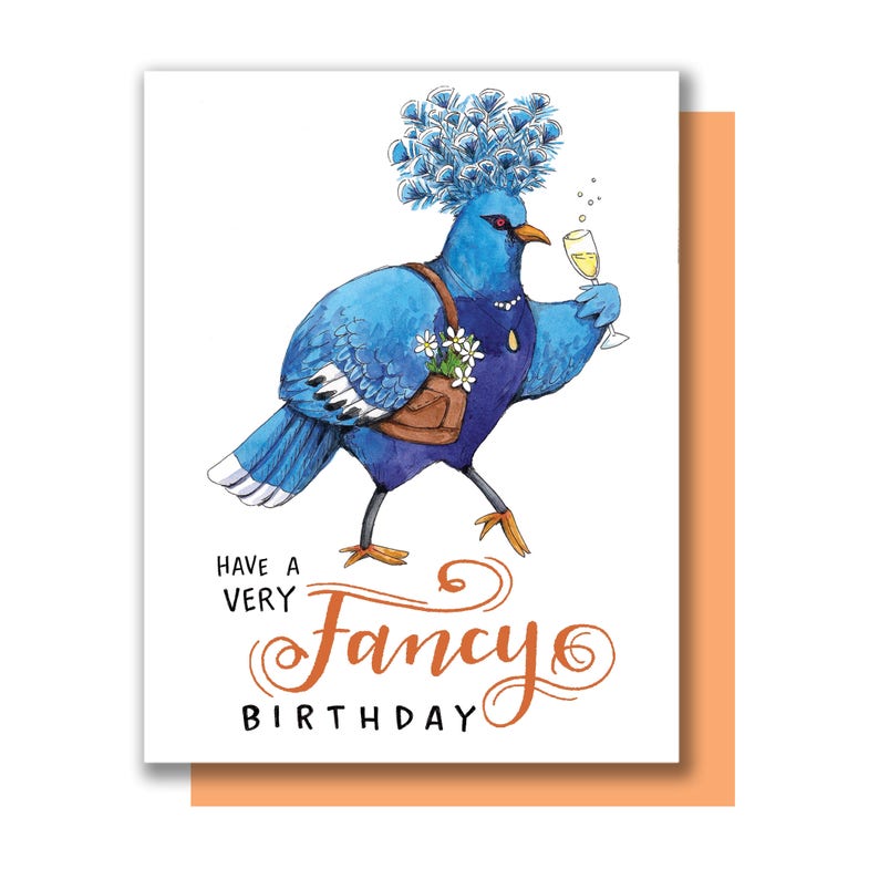 Have A Very Fancy Birthday Bird Pigeon Happy Birthday Card - Etsy