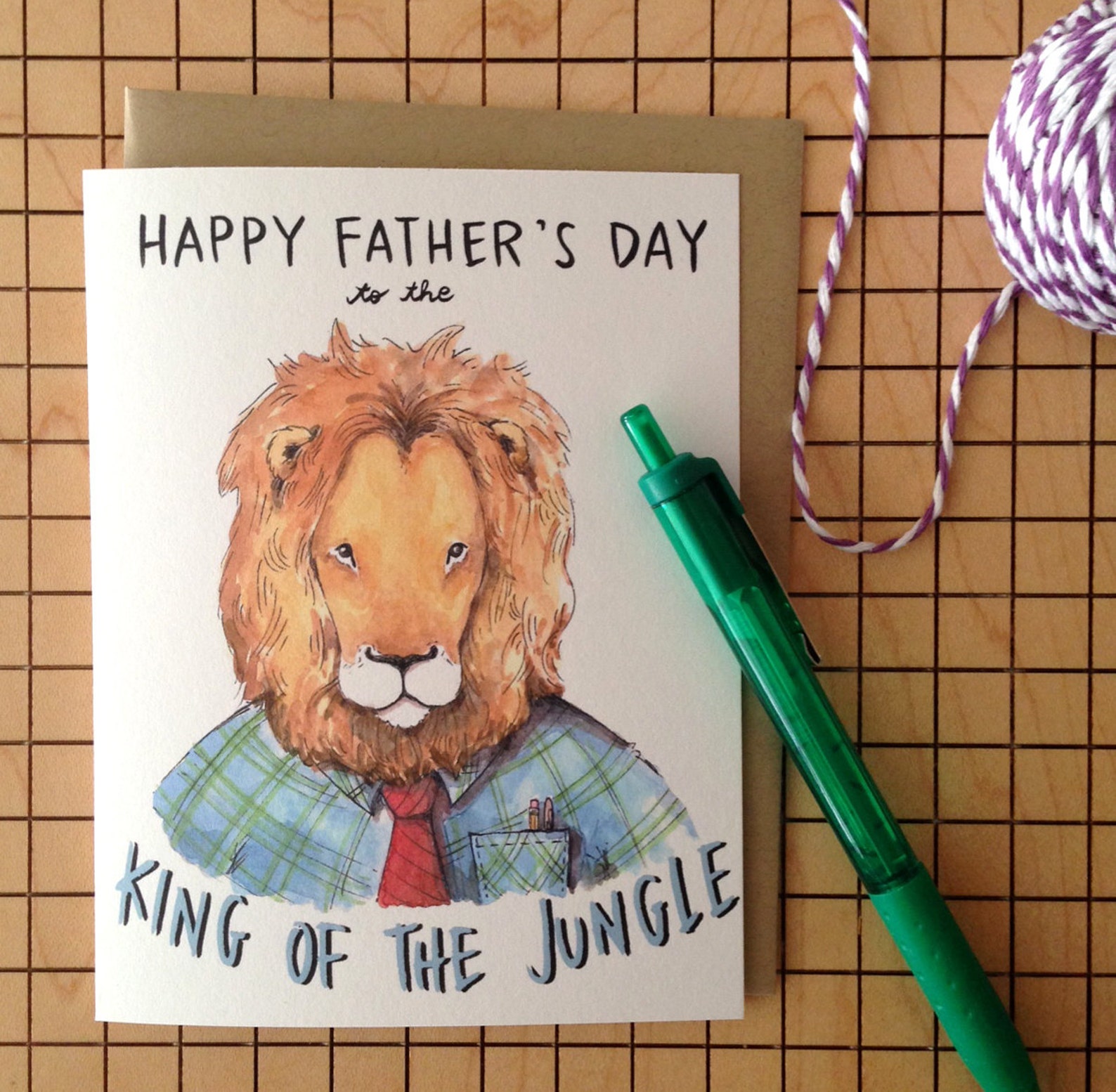 Happy Father's Day to the King of the Jungle Lion Card | Etsy