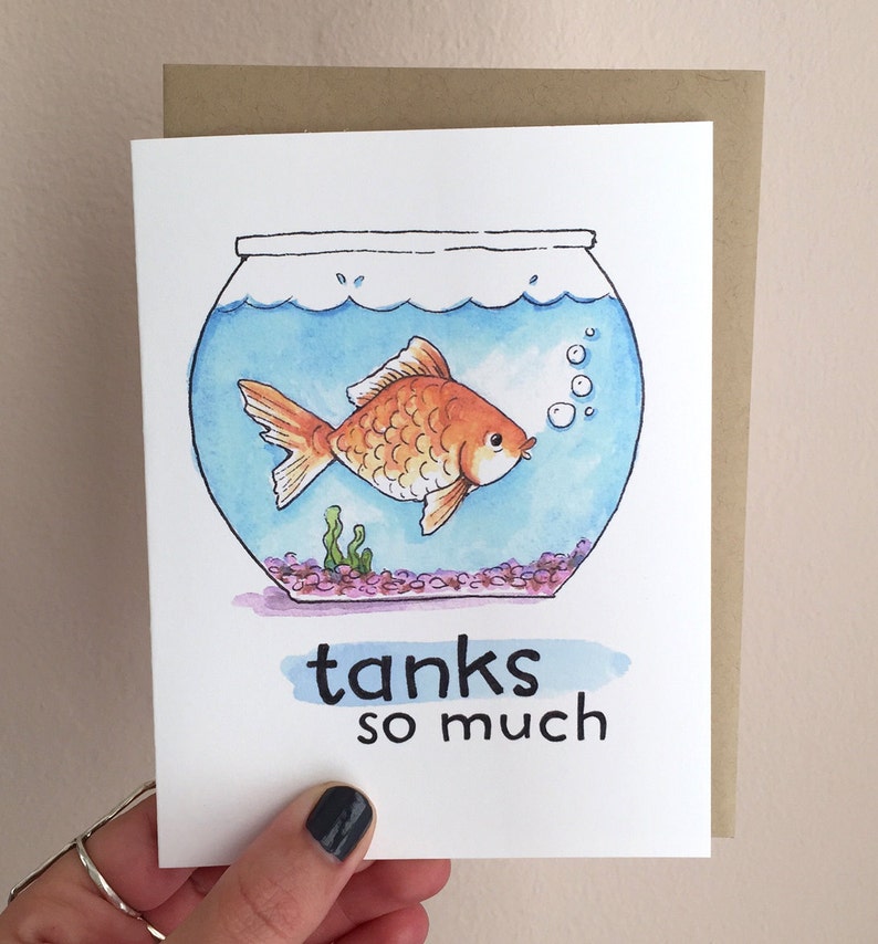 Tanks so Much Thank You Goldfish Thanks Fish Tank Card - Etsy