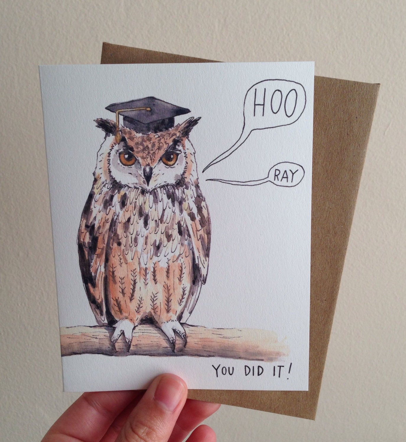 Graduation Owl Hooray You Did It Grad Card - Etsy