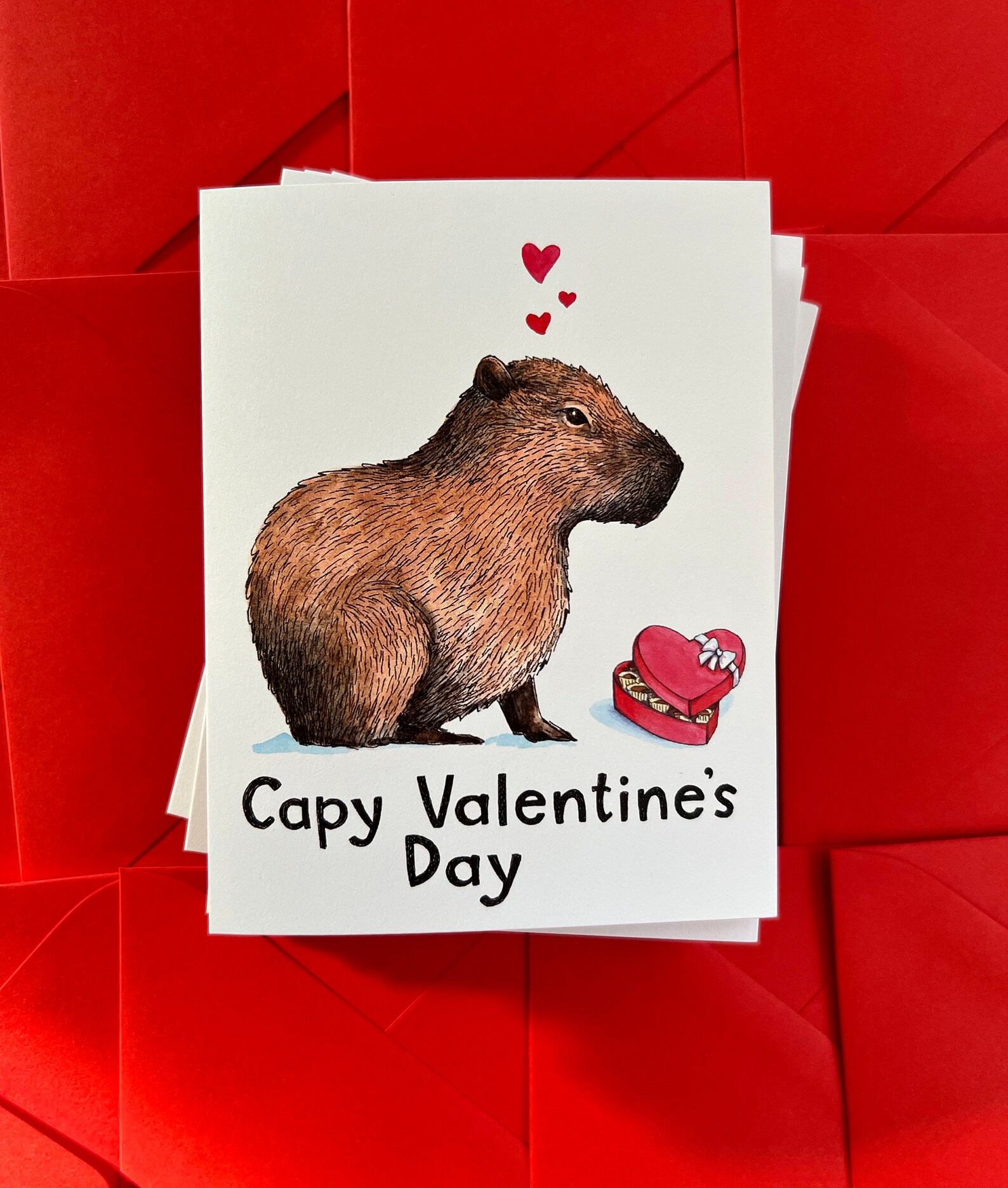 Capy Valentine's Day Capybara Happy Vday Love Card - Etsy