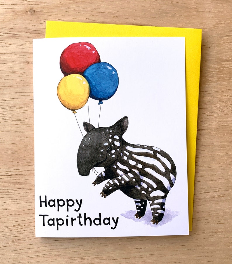 Happy Tapirthday Happy Birthday Tapir Card | Etsy