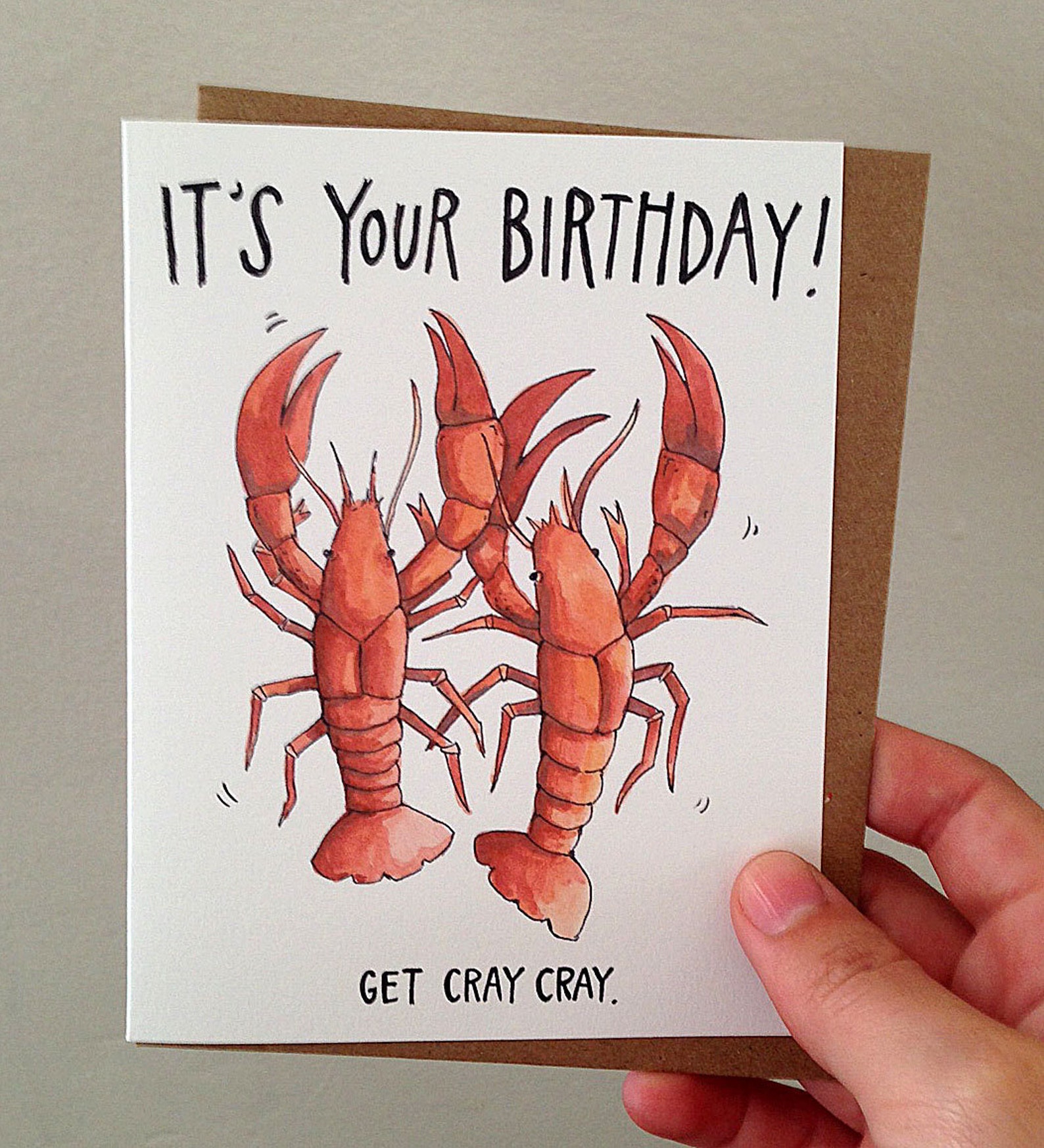 Crayfish Birthday Card: Watercolor Illustration - Etsy