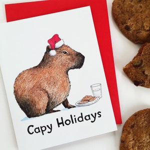 Capy Holidays Capybara Happy Holiday Christmas Card - Etsy