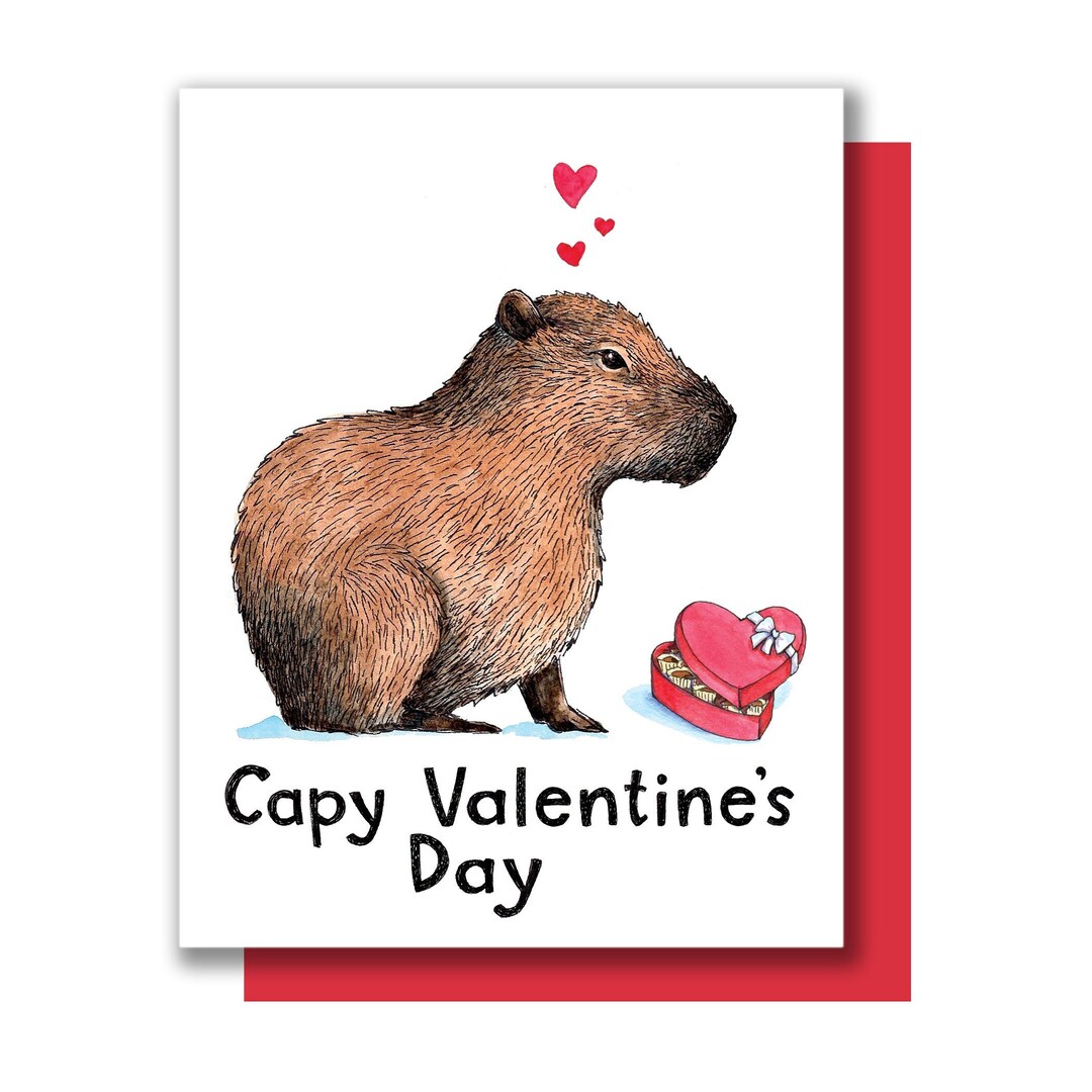 Capy Valentine's Day Capybara Happy Vday Love Card - Etsy