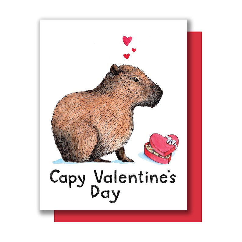 Capy Valentine's Day Capybara Happy Vday Love Card - Etsy