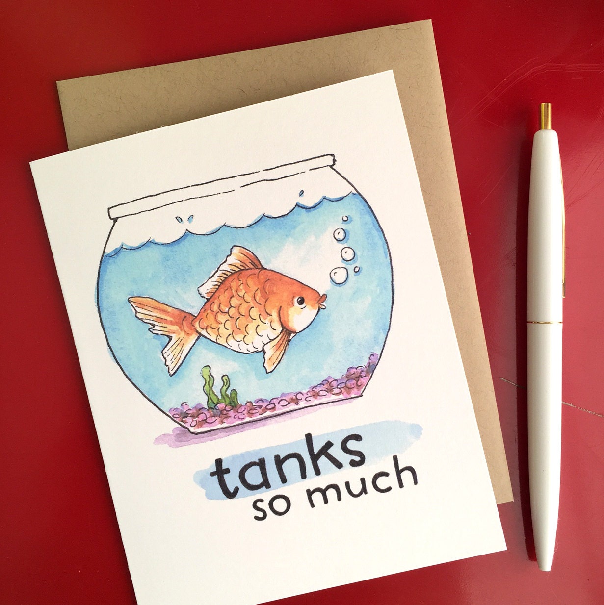 Tanks so Much Thank You Goldfish Thanks Fish Tank Card - Etsy