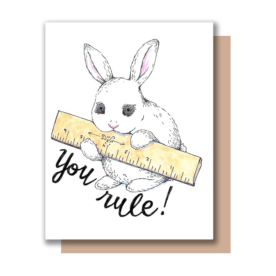 You Rule Bunny Ruler Thank You Congrats Graduation Card - Etsy
