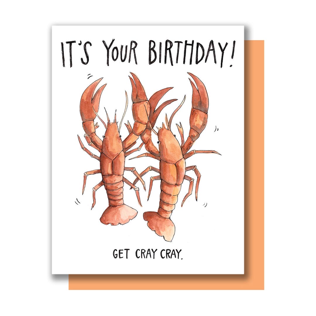 Crayfish Birthday Card: Watercolor Illustration - Etsy