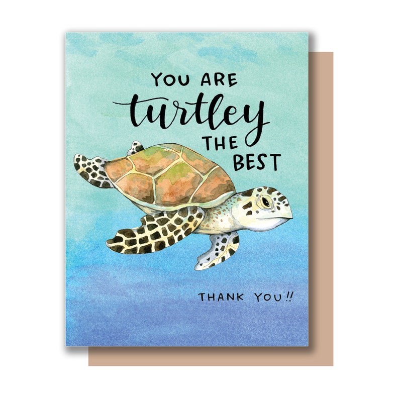 Sea Turtle Thank You Card: Watercolor Illustration - Etsy