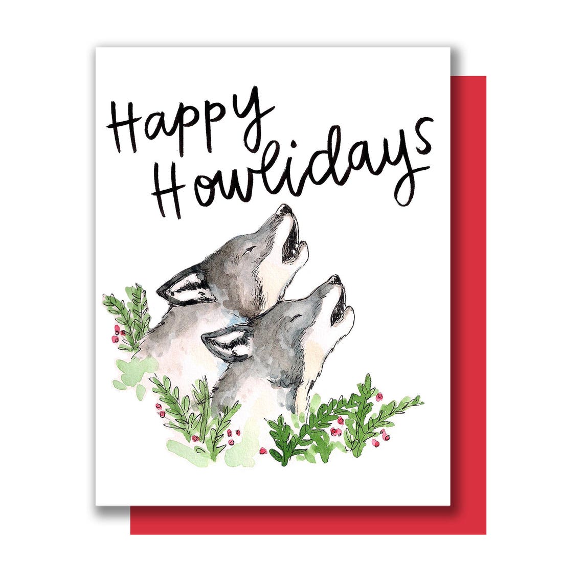 Happy Howlidays Wolves Howling Happy Holidays Wolf Christmas - Etsy