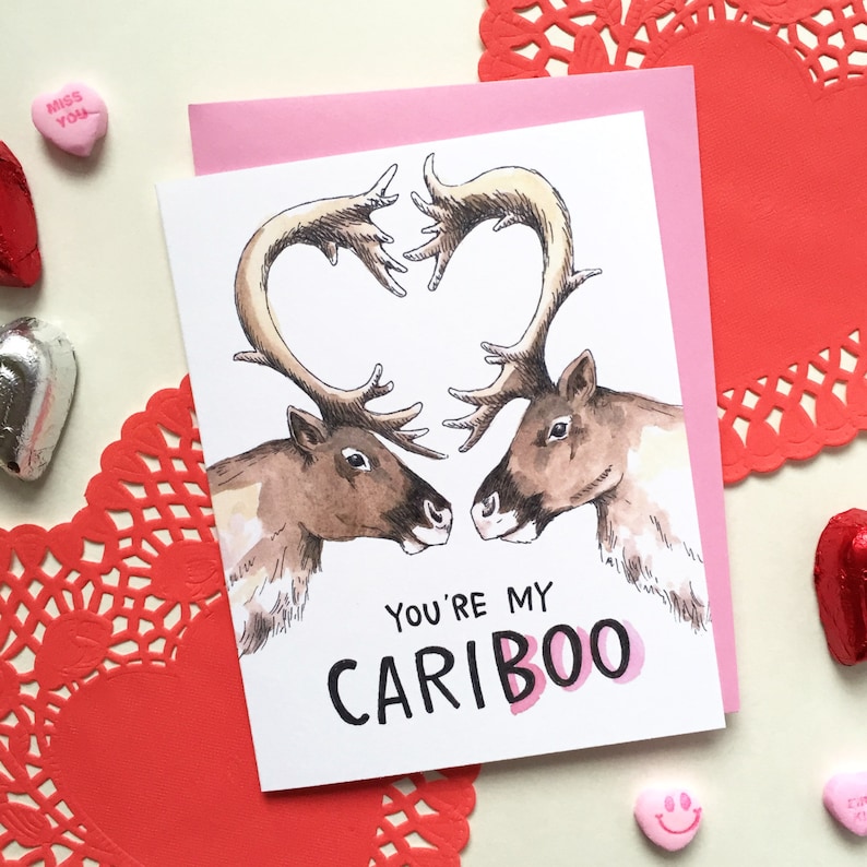 You're My Cariboo Caribou Valentine Love Card - Etsy