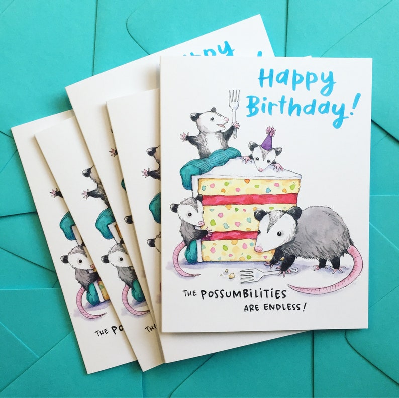 Possibilities Are Endless Opossum Happy Birthday Possum Card - Etsy