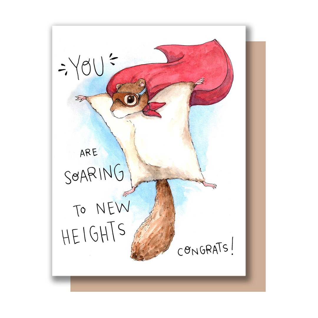 You Are Soaring to New Heights Congrats Flying Squirrel Card - Etsy