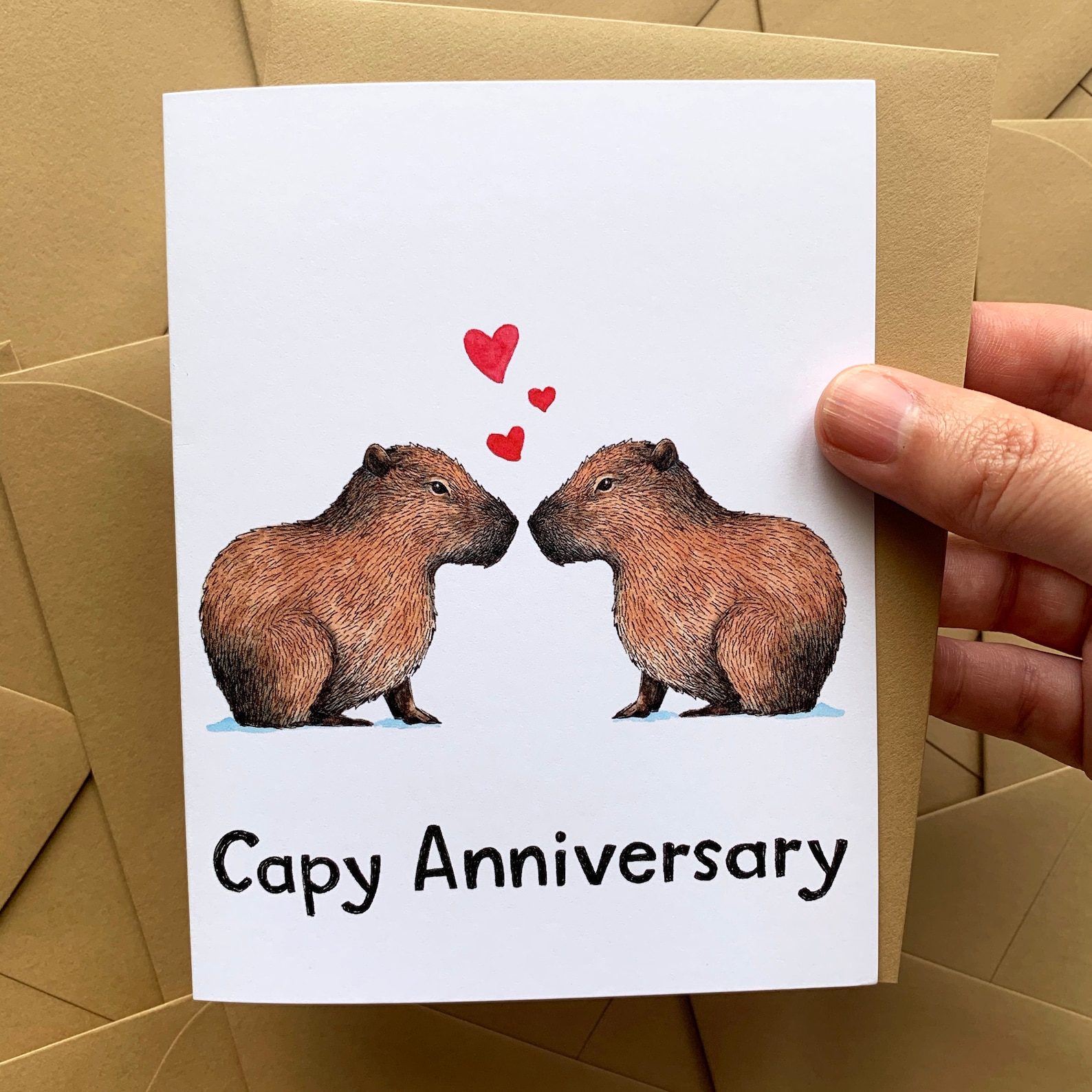 Happy Capy Anniversary Capybara Love Card - Etsy