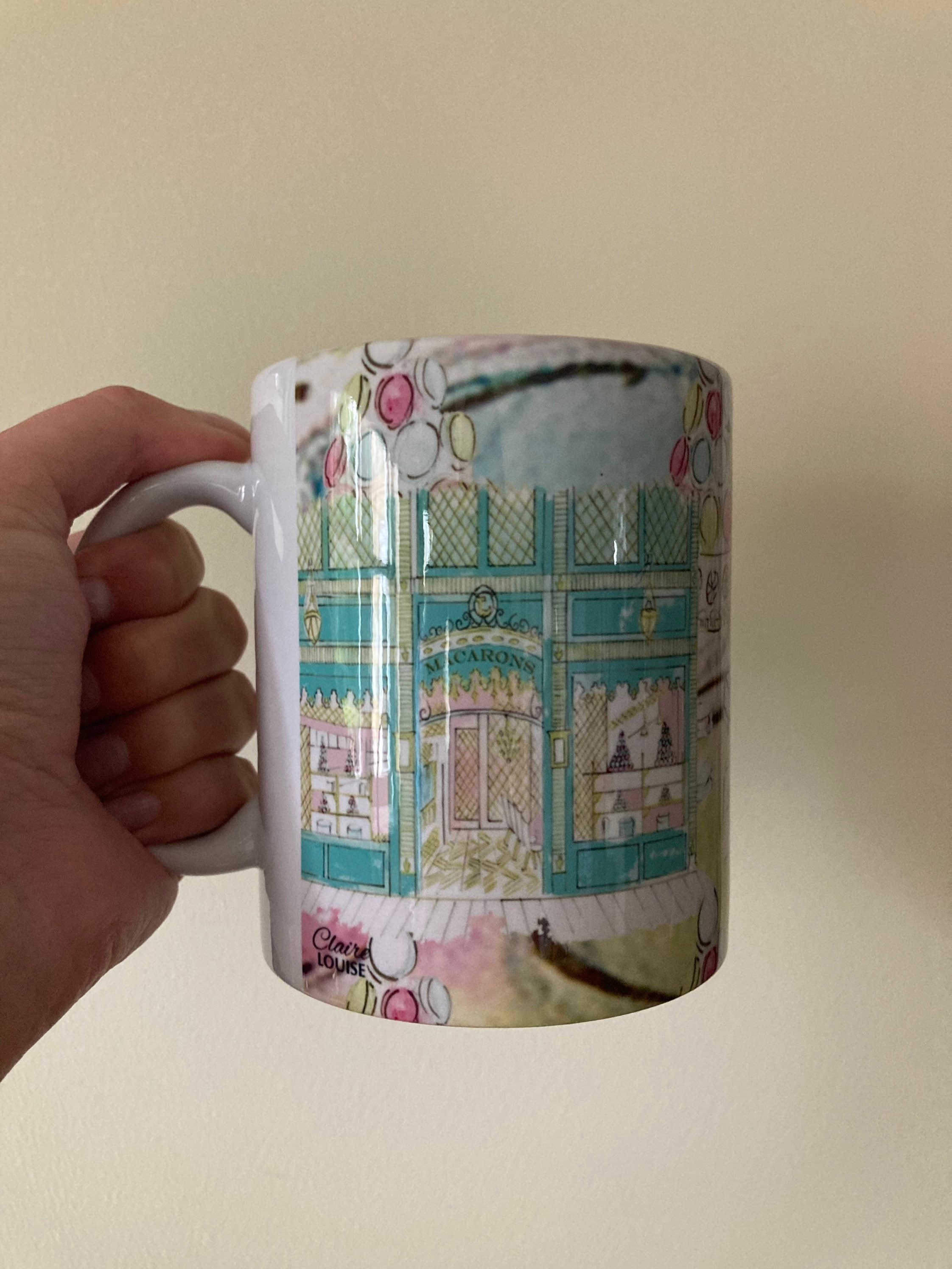 Laduree Macarons Shop Window Mug, Pastel Green Patissrerie Ceramic Mug ...
