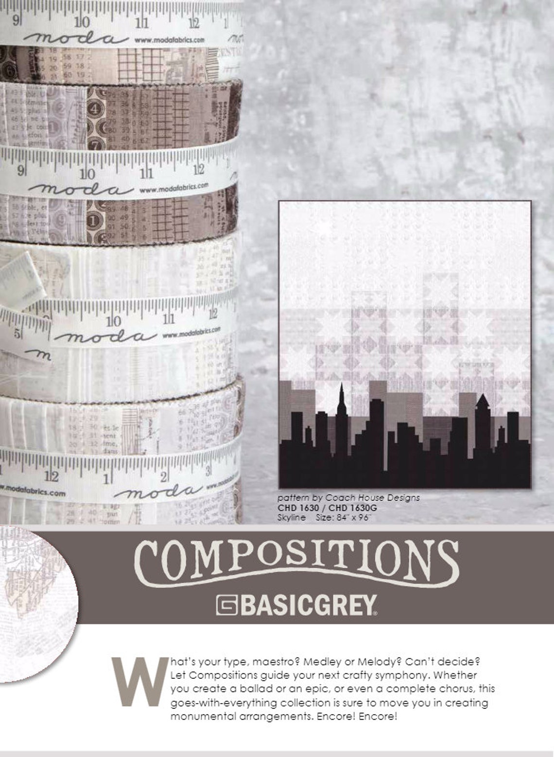 Compositions by Basic Grey 3045012 1/2 Yd - Etsy