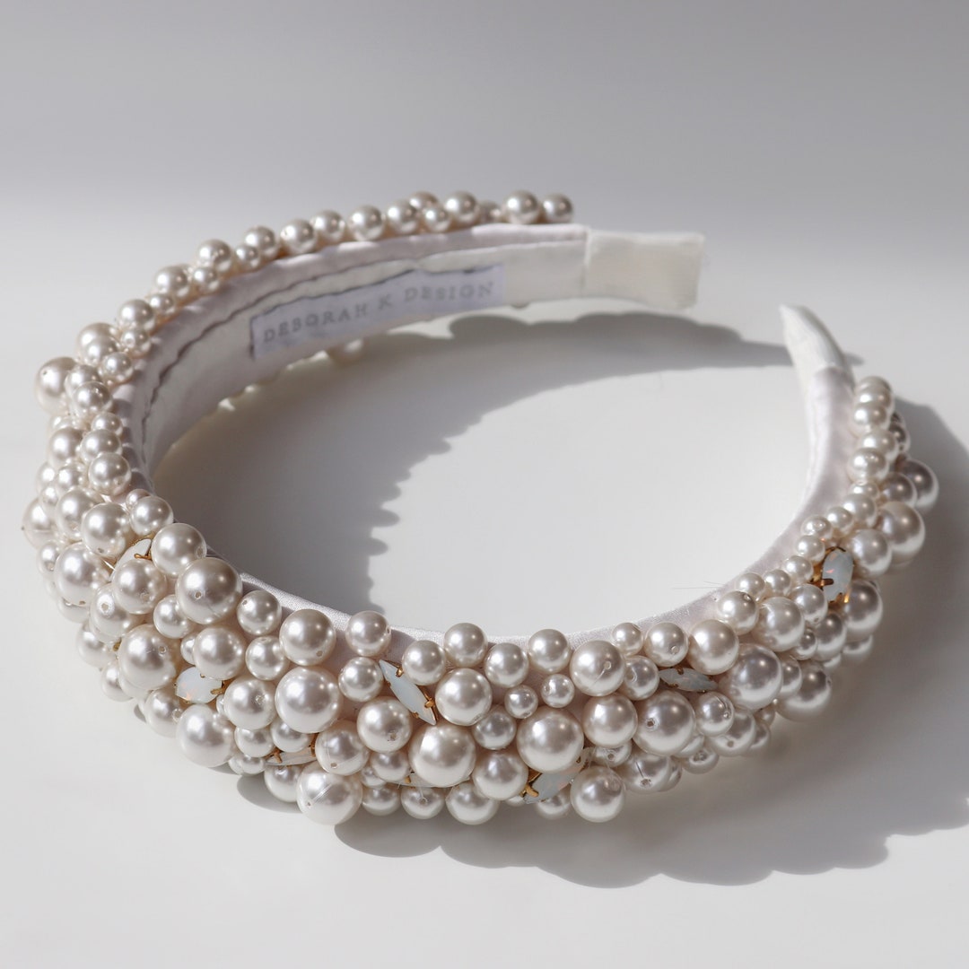 Pearl Bridal Headband, Wedding Pearl Headband, Embellished Headband ...