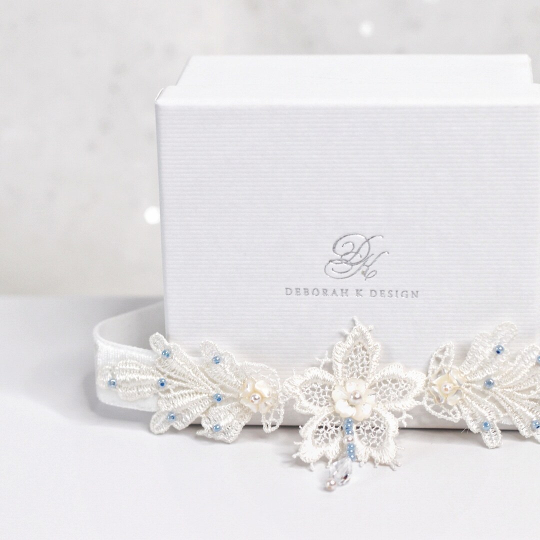 Handmade Wedding Garter With Lace, Something Blue, Floral Bridal Garter ...
