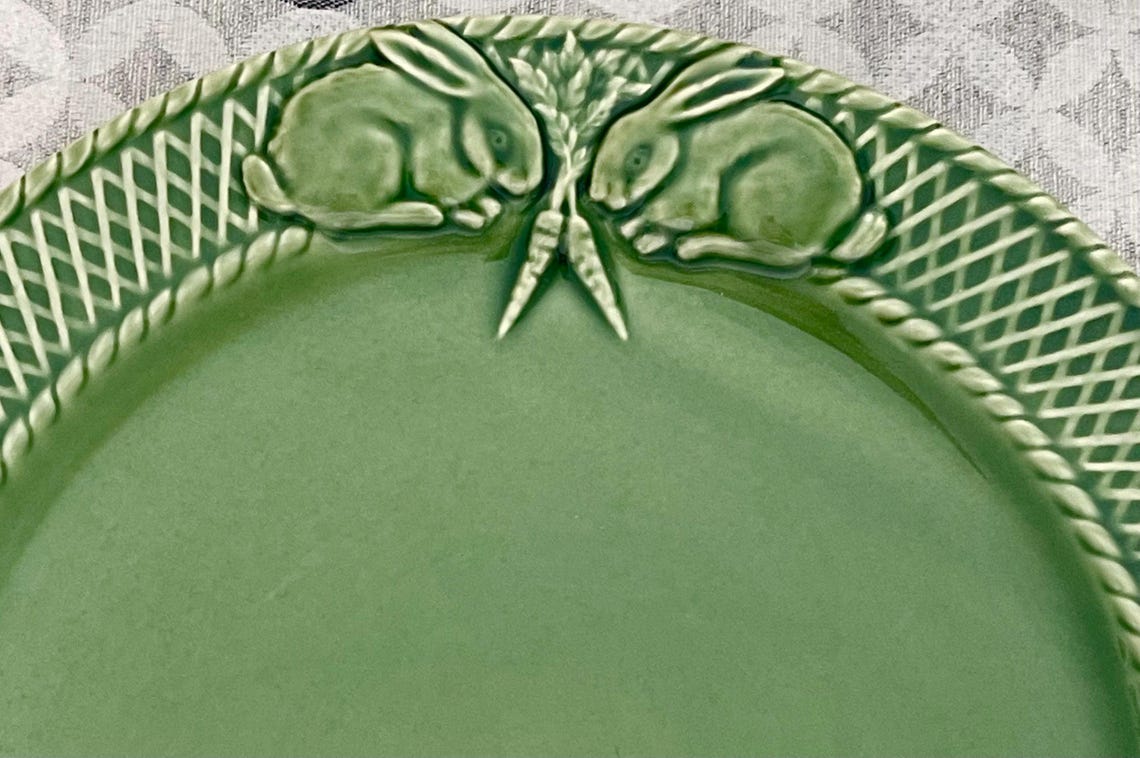 Bordallo Pinheiro Rabbit Green Plate Portugal 10-1/2 - Etsy