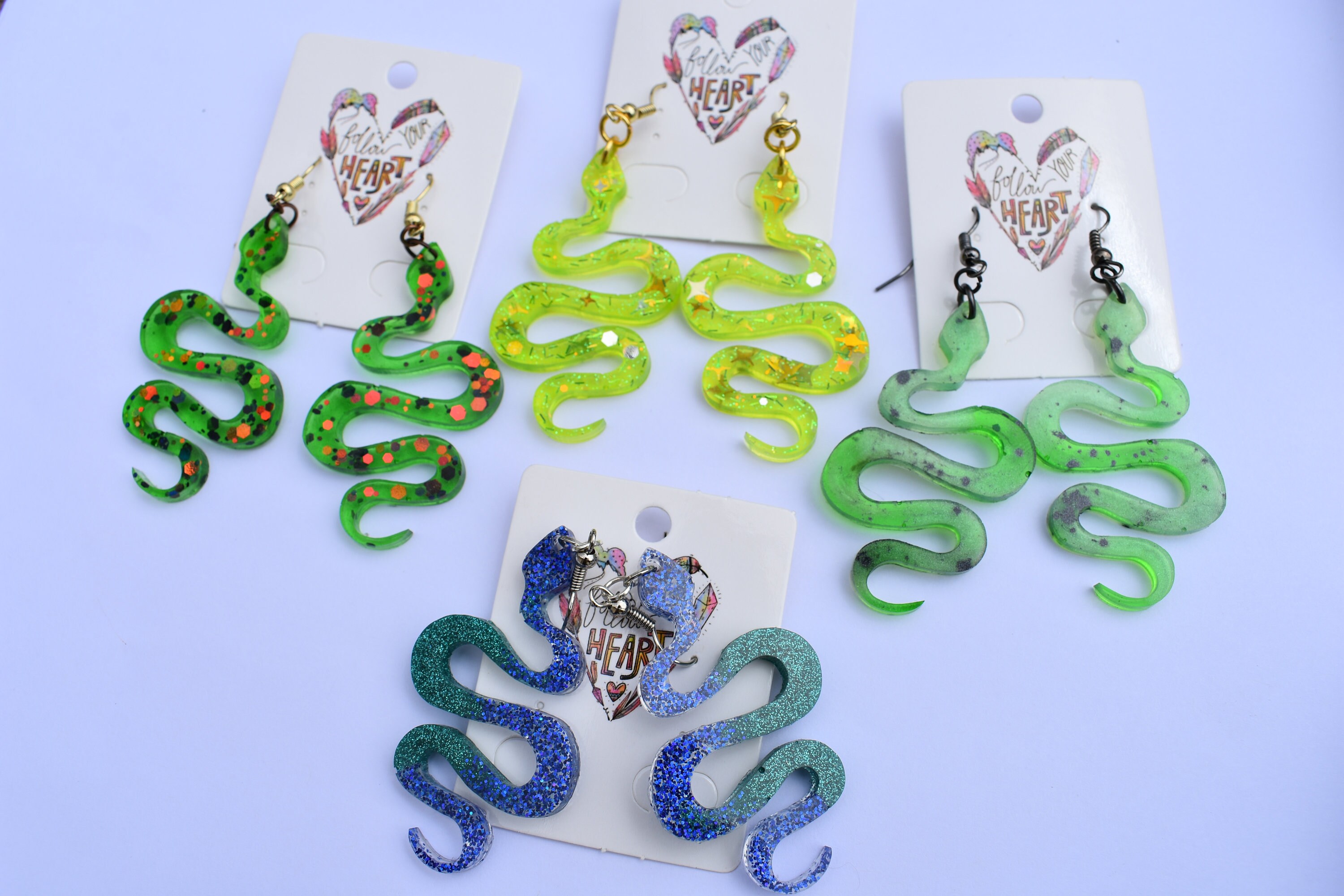 Cute Snake Resin Earrings Green Snake Dangle Earrings Blue - Etsy