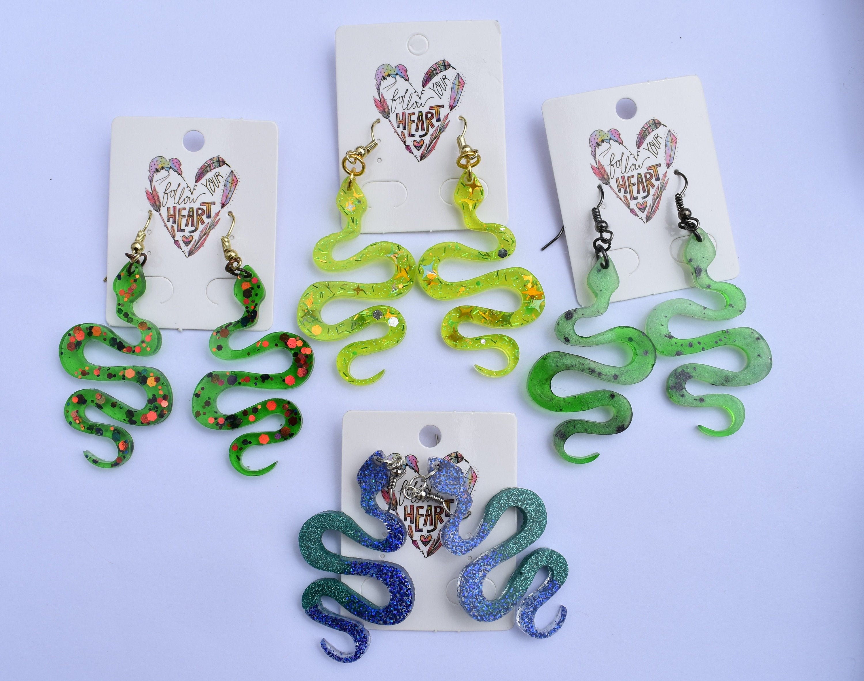 Cute Snake Resin Earrings Green Snake Dangle Earrings Blue - Etsy