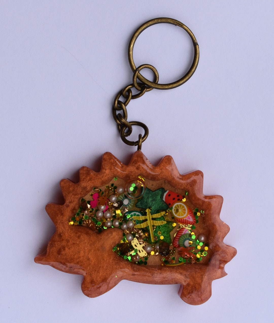 Whimsical Shaker Keychain - Hedgehog With Foods - Beach Vibes Pineapple ...