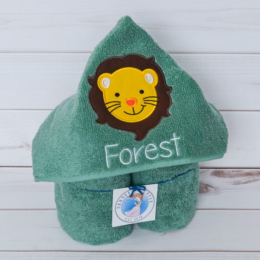 Personalized Lion Hooded Towel for Kids – Custom Bath and Beach Towel ...