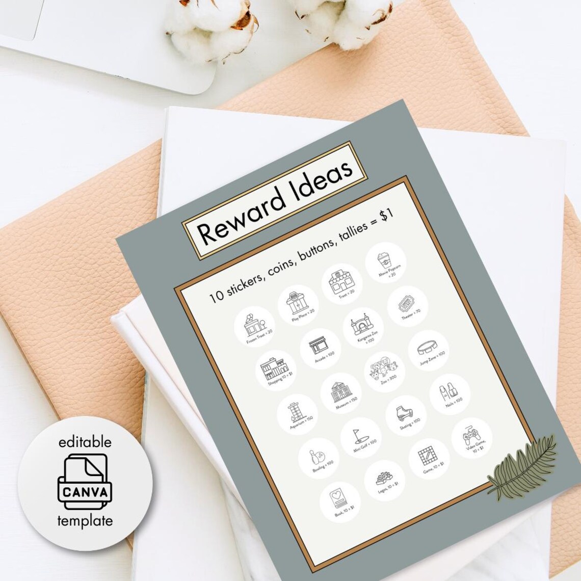 Editable Kids Reward Chart - Canva Template, Reward Chart, Kids Chart ...