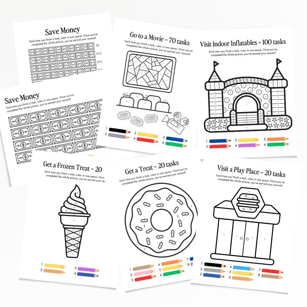 Color by Number Reward Chart Bundle – Fun Printable PDF for Kids’ Task ...