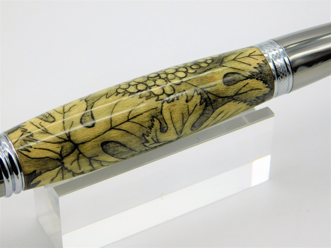 Hand-turned and Hand-drawn Ballpoint Pen "vite" - Etsy