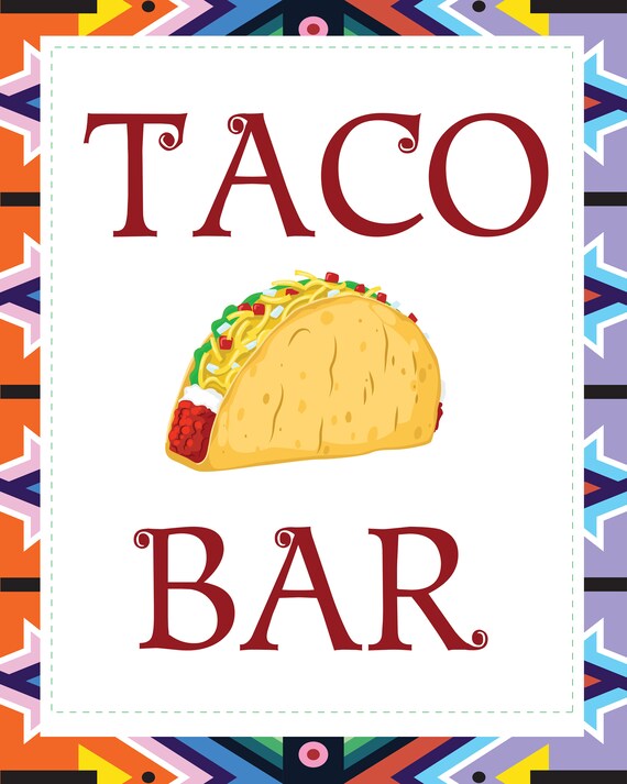 Taco Bar Sign Printable 16 X 20 | Etsy