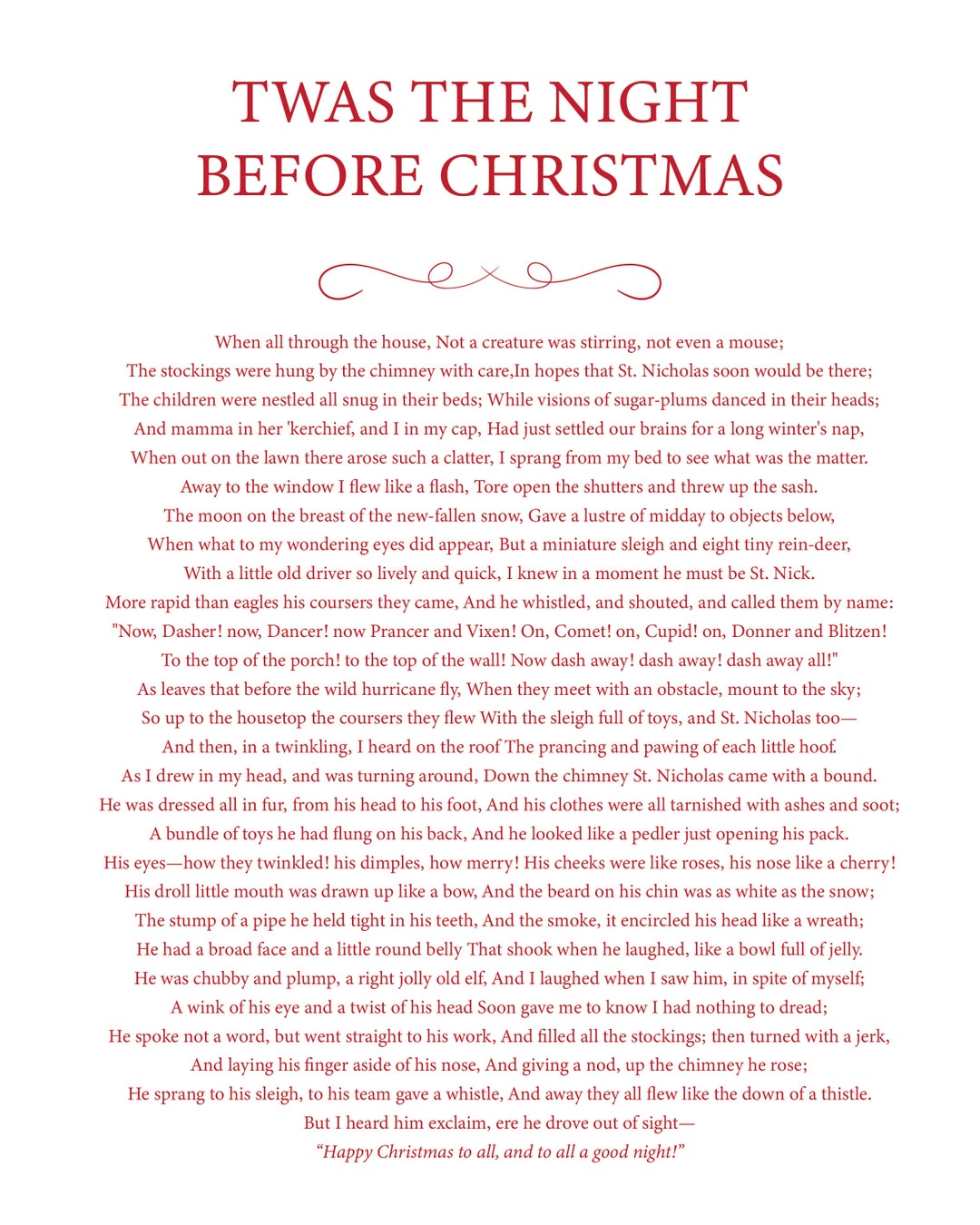 Twas the Night Before Christmas Printable Size Bundle - Etsy UK
