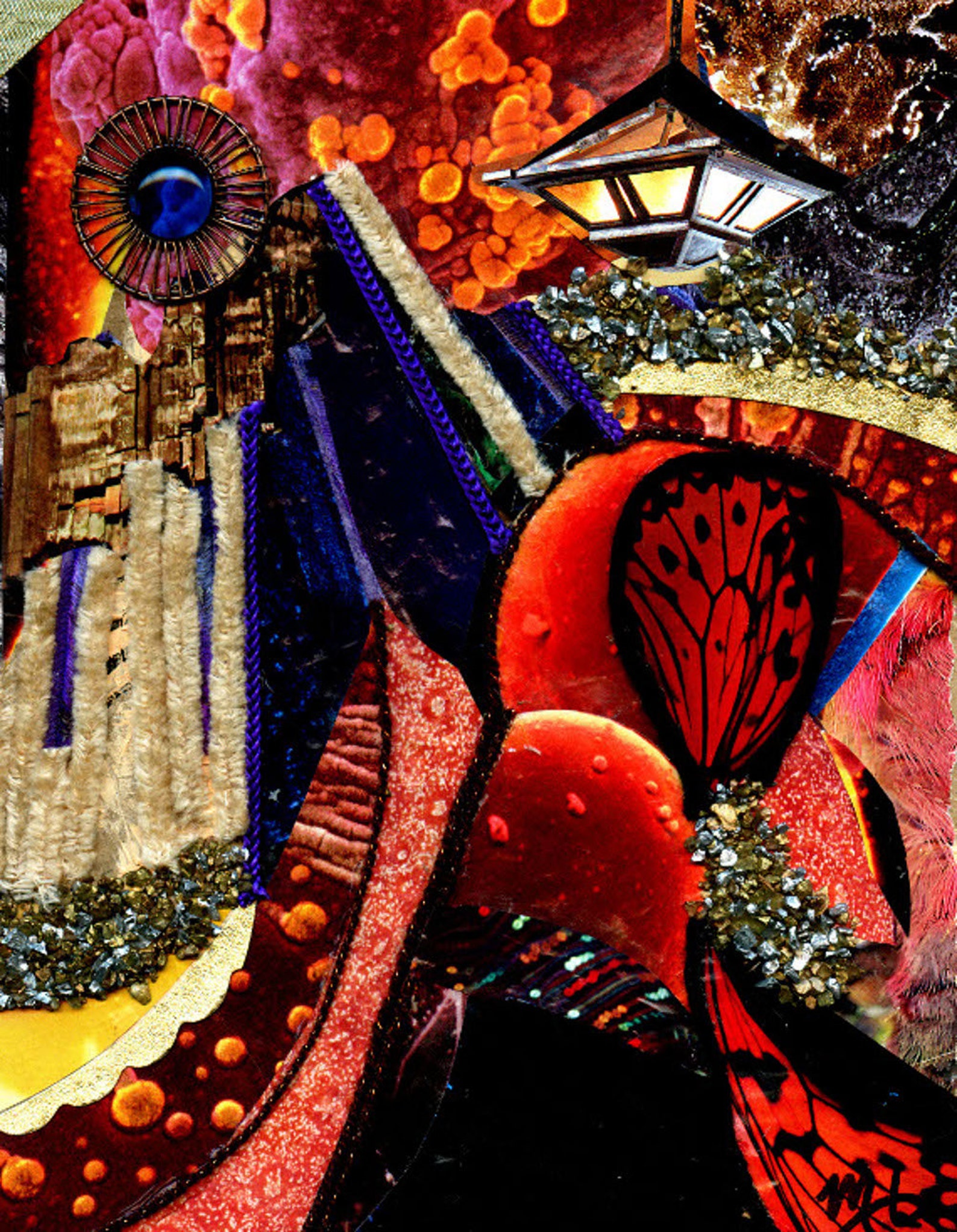 Un collage abstracto arte paisaje astutos bits para mejorar la textura ...