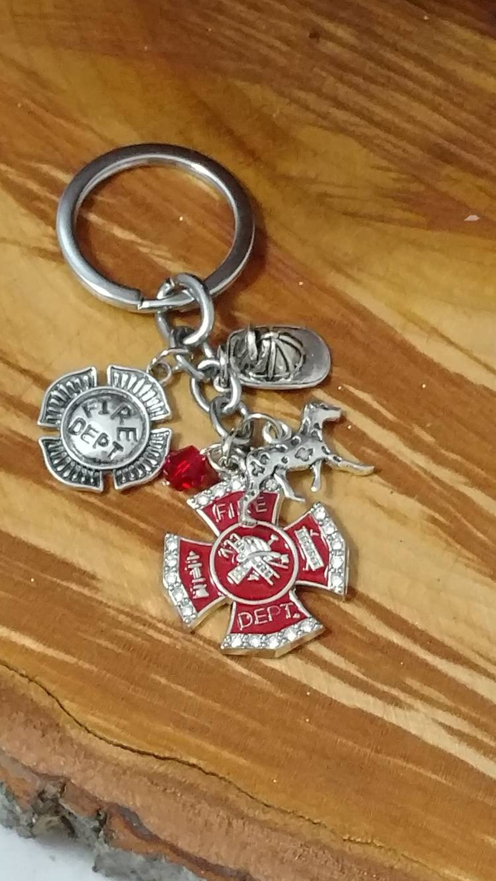 Firefighter Keychain for Fireman or Fire Chief with Maltese | Etsy
