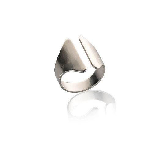 Silver-plated Statement Ring Set. Adjustable Silver Chunky Rings - Etsy