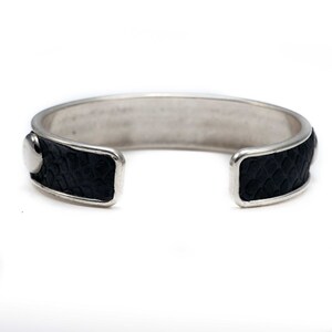 Women's Silver and Leather Open Cuff Bracelet, Unique Jewelry, Chunky ...