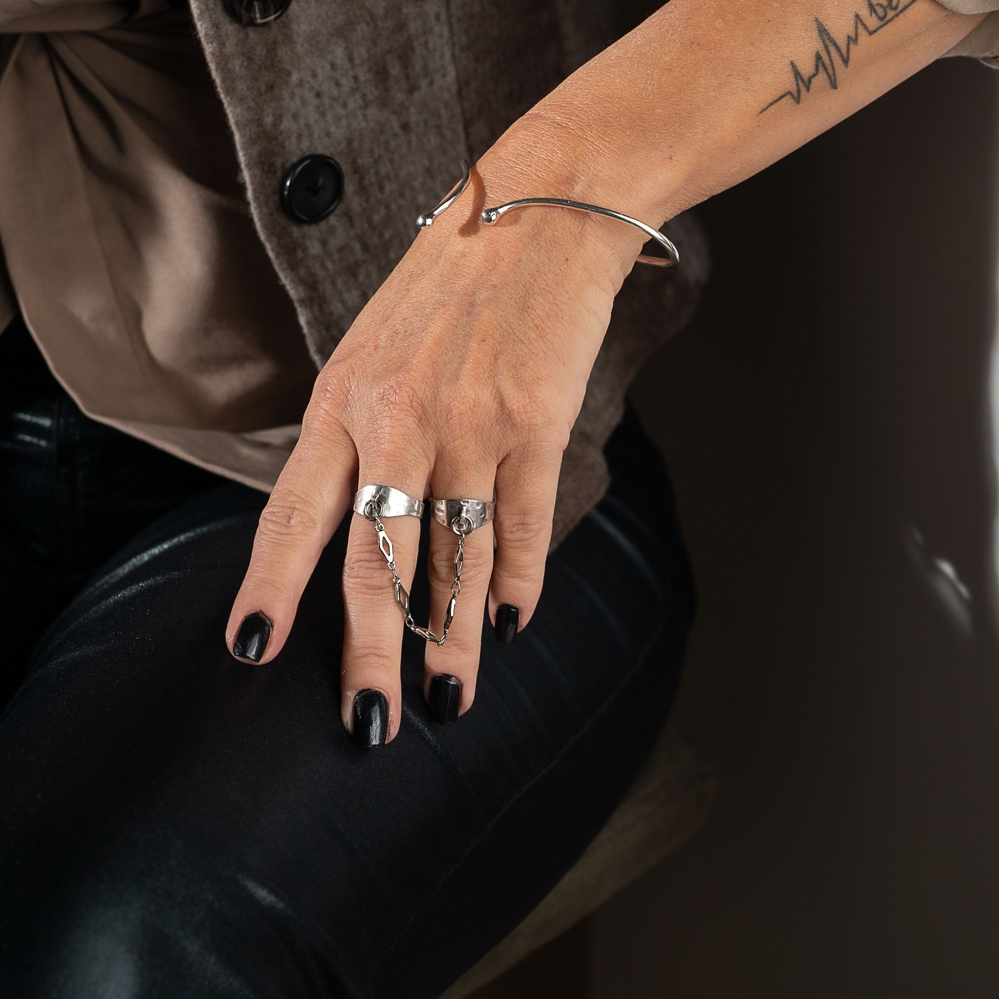 Double Rings With Chain - Etsy
